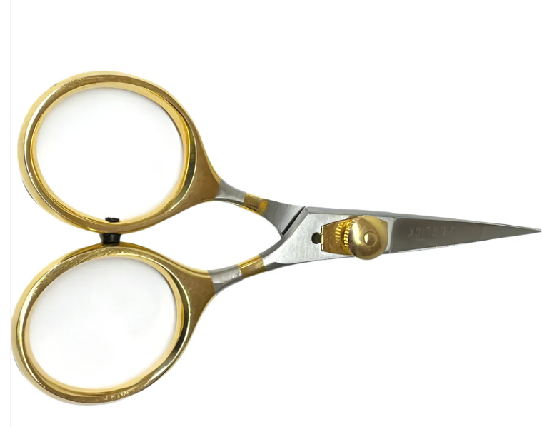 Razor Scissor, 4", Gold Loops, Adjustable Tension | Selene's Fly Shop